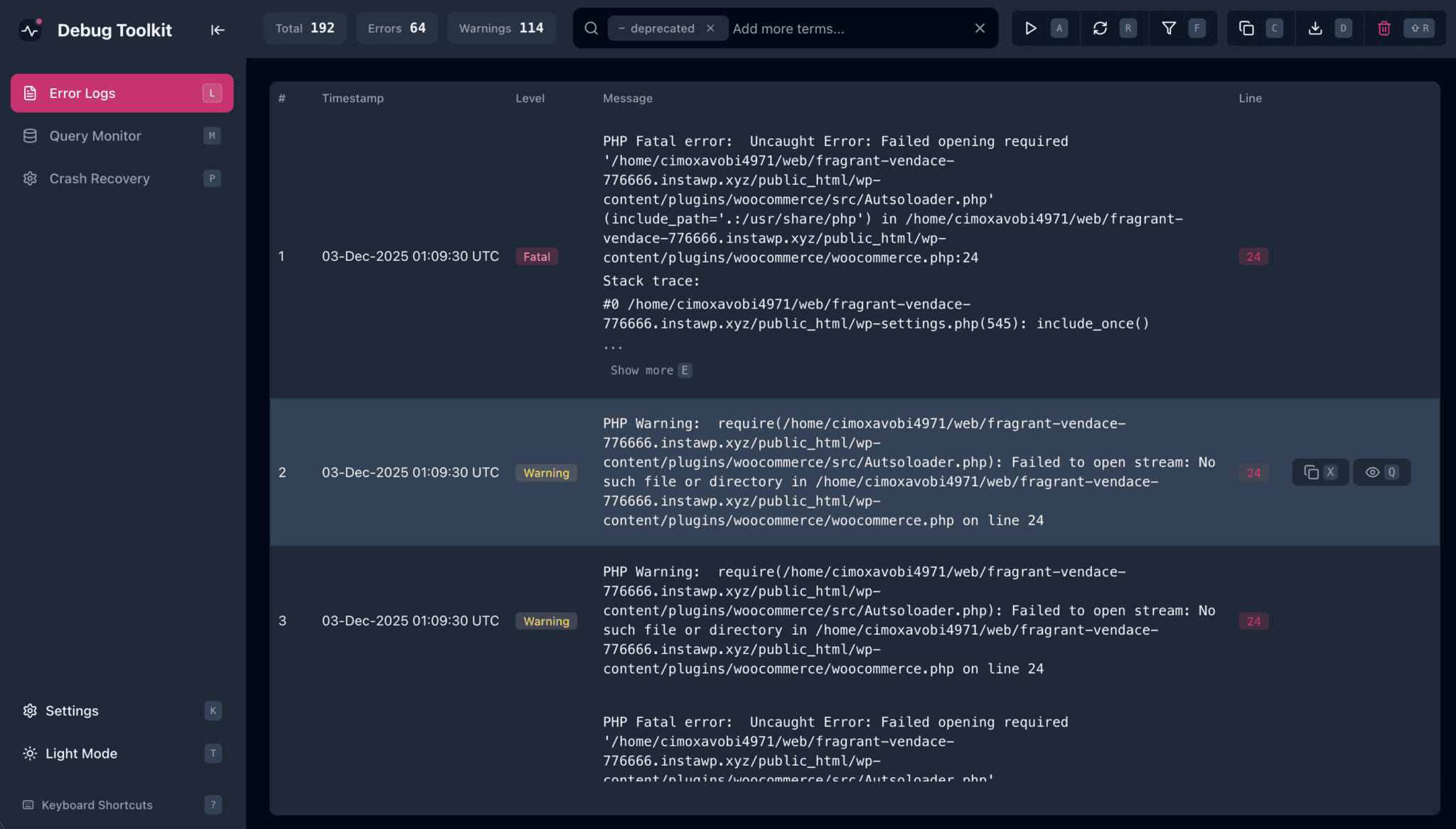 Error Log Viewer | WP Debug Toolkit